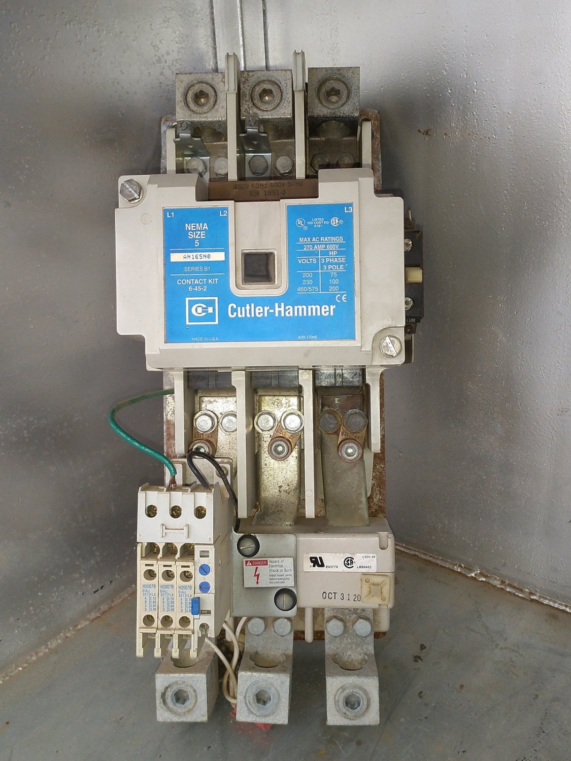 EATON CUTLER HAMMER AN16SN0 B1 SIZE 5 MOTOR STARTER 440/480V 1891-3 ...