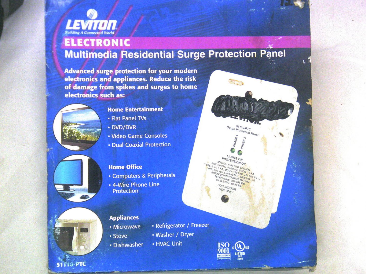 LEVITON POWER AND SURGE PROTECTOR - 120 / 240 VOLT PANEL 4 MODE 51110-PTC