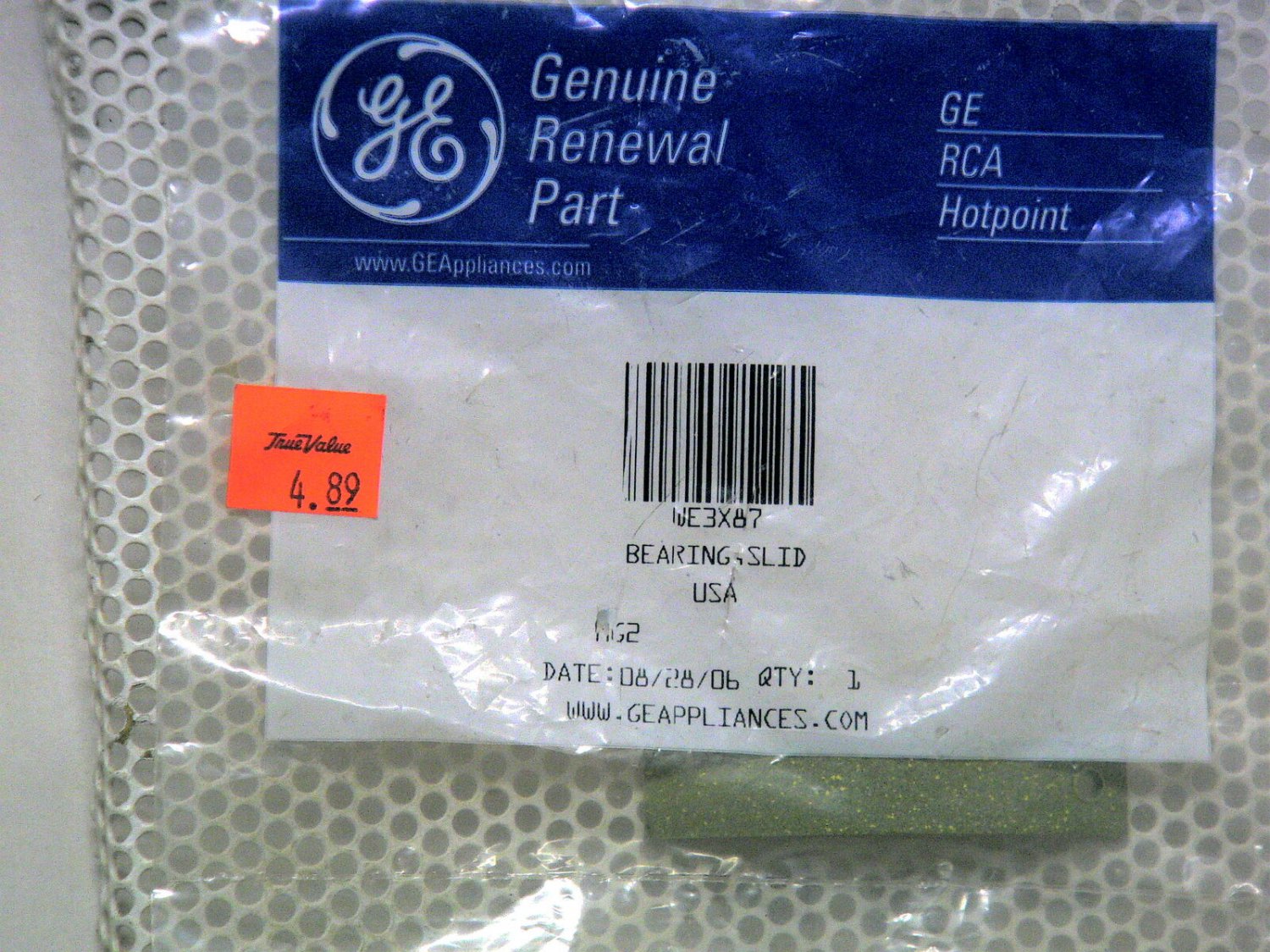 GE General Electric Dryer Slide Bearing WE3X87 Genuine OEM sealed