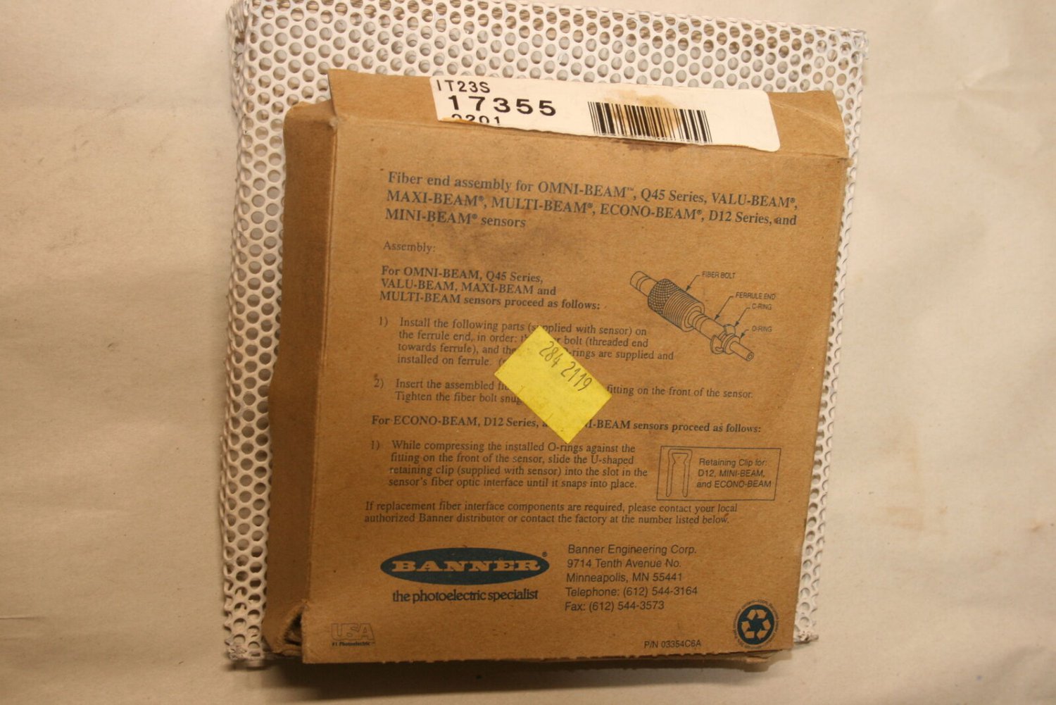 Banner Engineering IT23S Fiber Optic Sensor Opposed Mode 1-M Cable ...