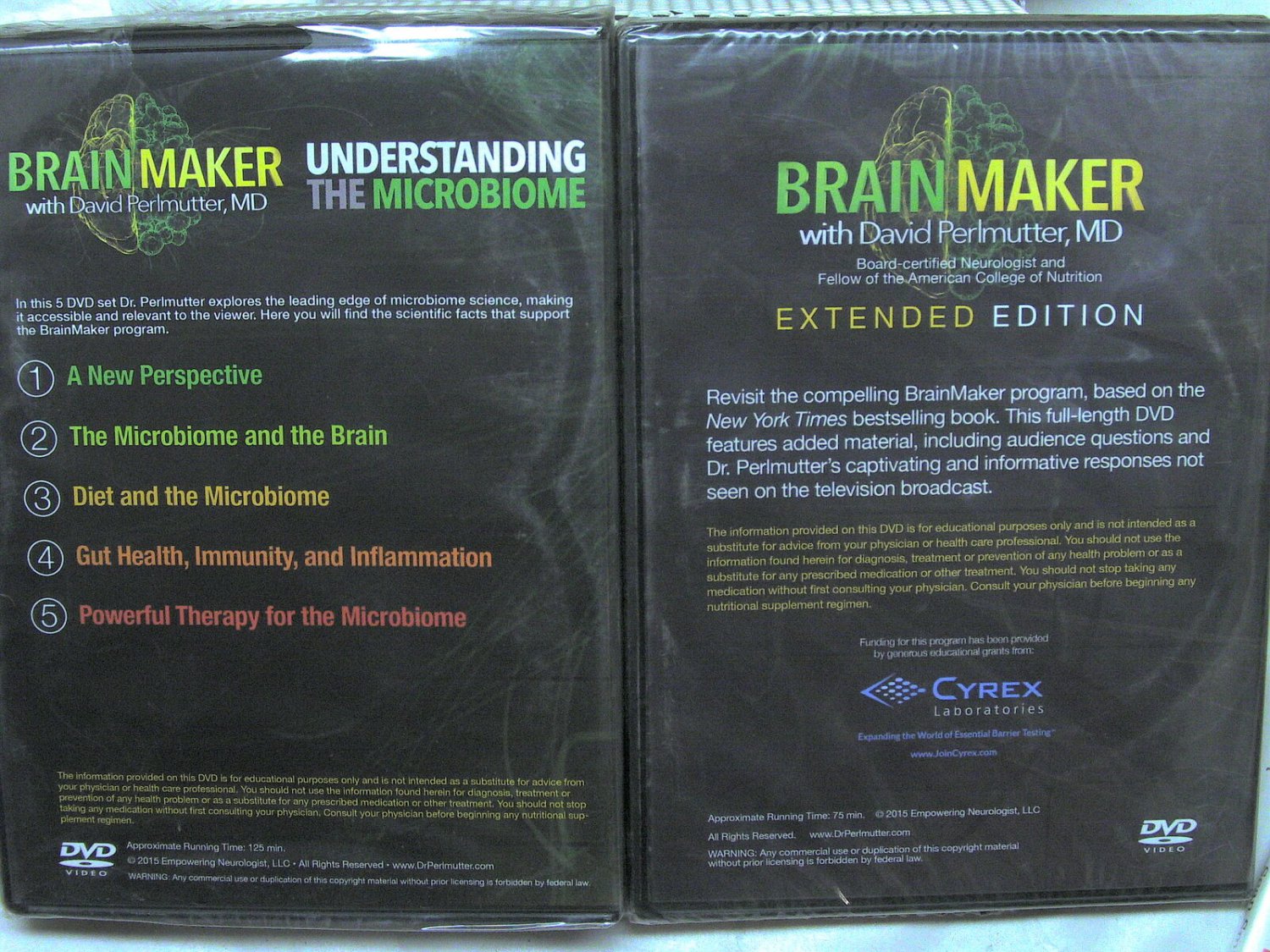 Brain Maker Understanding the Microbiome Dr. David Perlmutter 5[DVD] + Extended