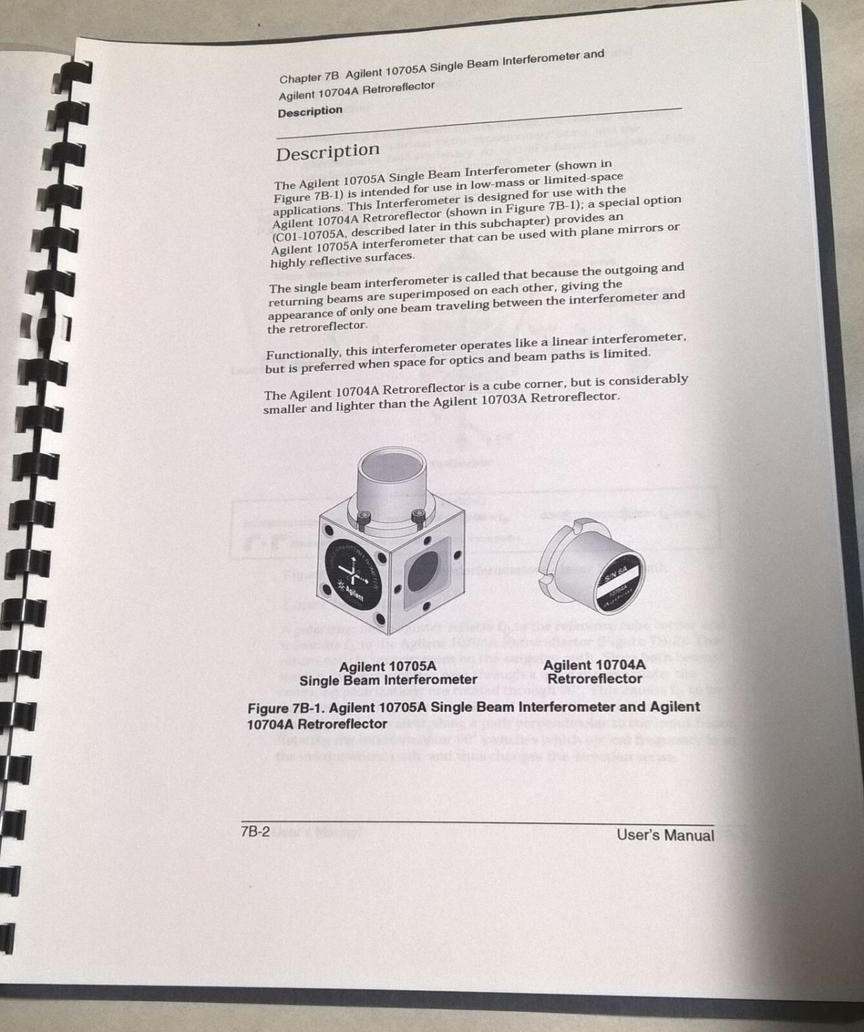 Agilent 10705A Interferometer & Agilent 10704A Retroreflector Manual