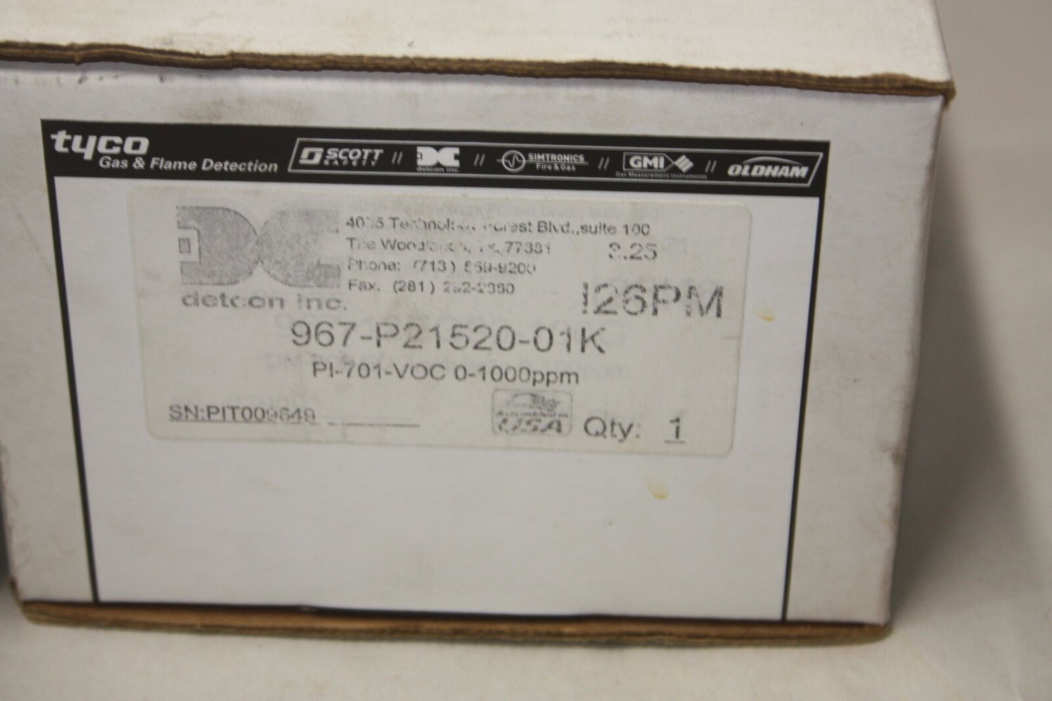 Detcon PI-700 VOC Gas Detection Sensor 967-P21520-05K Detector 701-VOC ...