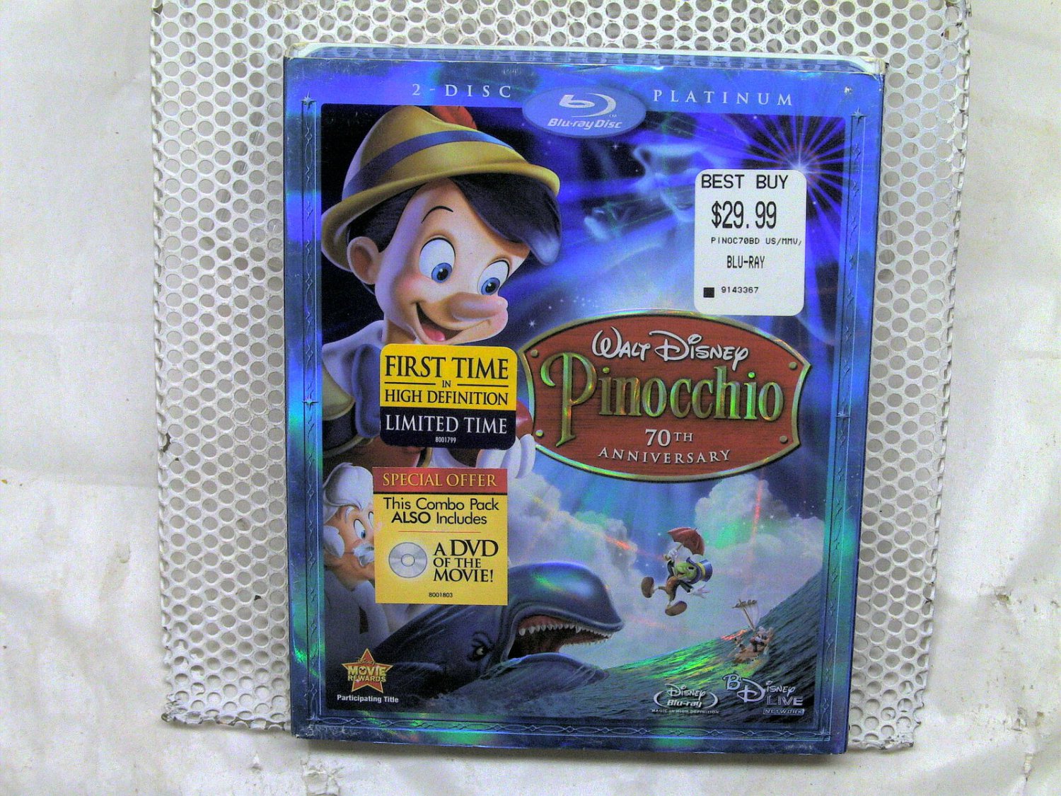 Pinocchio 70th Anniversary 2-Disc Platinum Blu-Ray & DVD Disc set very good