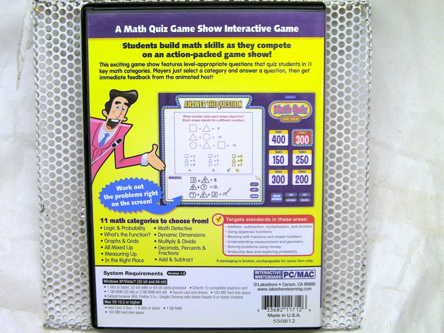 Lakeshore Math Quiz Game Show PC MAC Software whiteboard grades 4-6