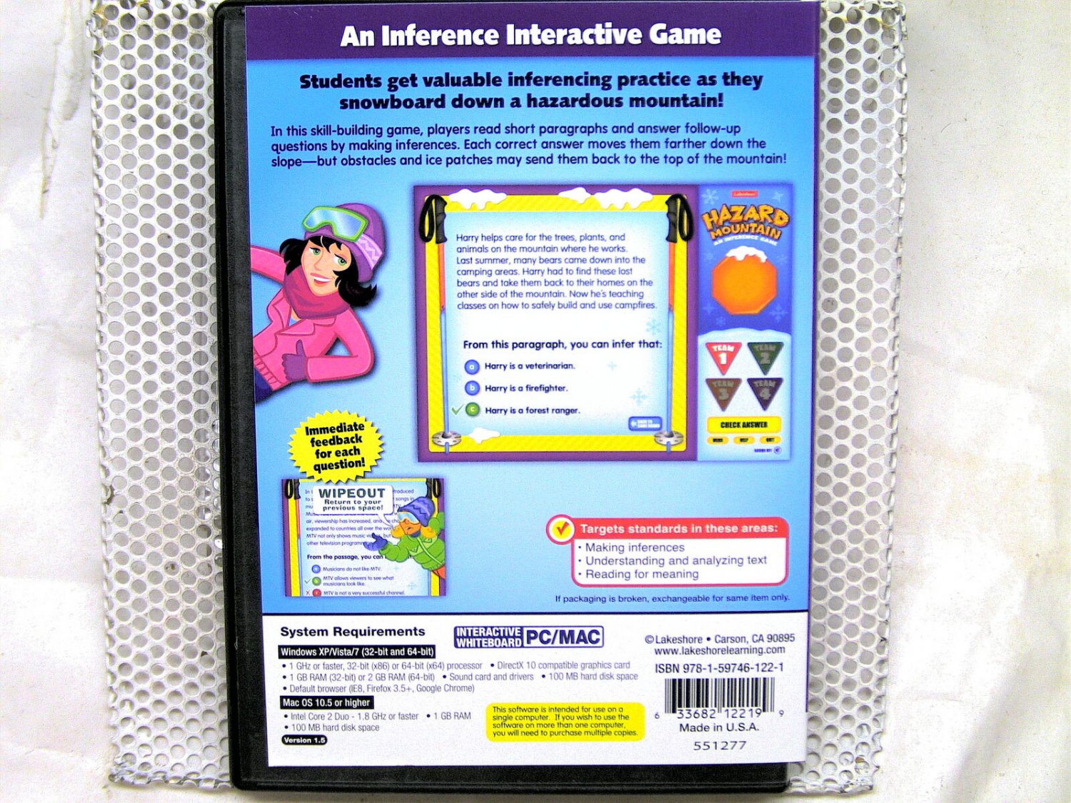 Lakeshore Hazard Mountain Whiteboard Software Inference game grades 4-6