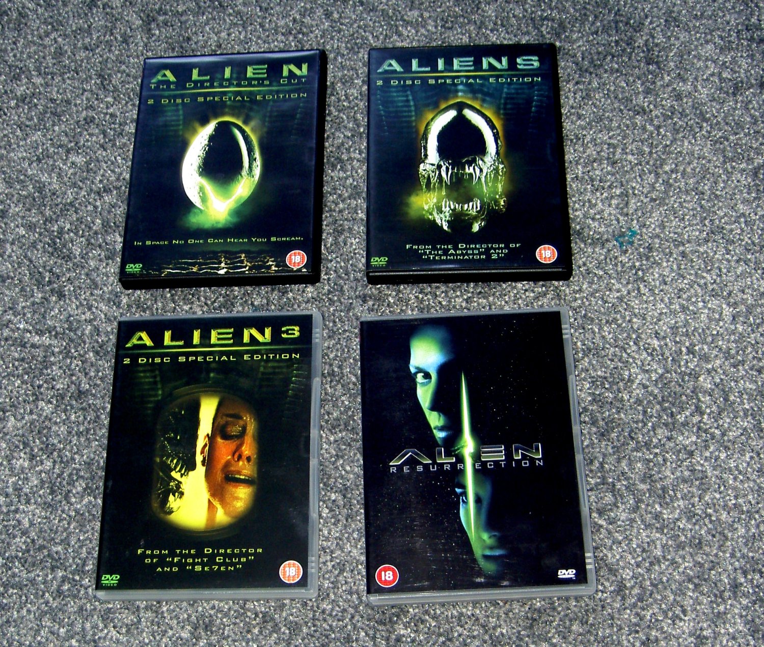 4 Alien DVDs - Region 2 Europe DVDs - Alien, Aliens, Alien 3, Resurrection