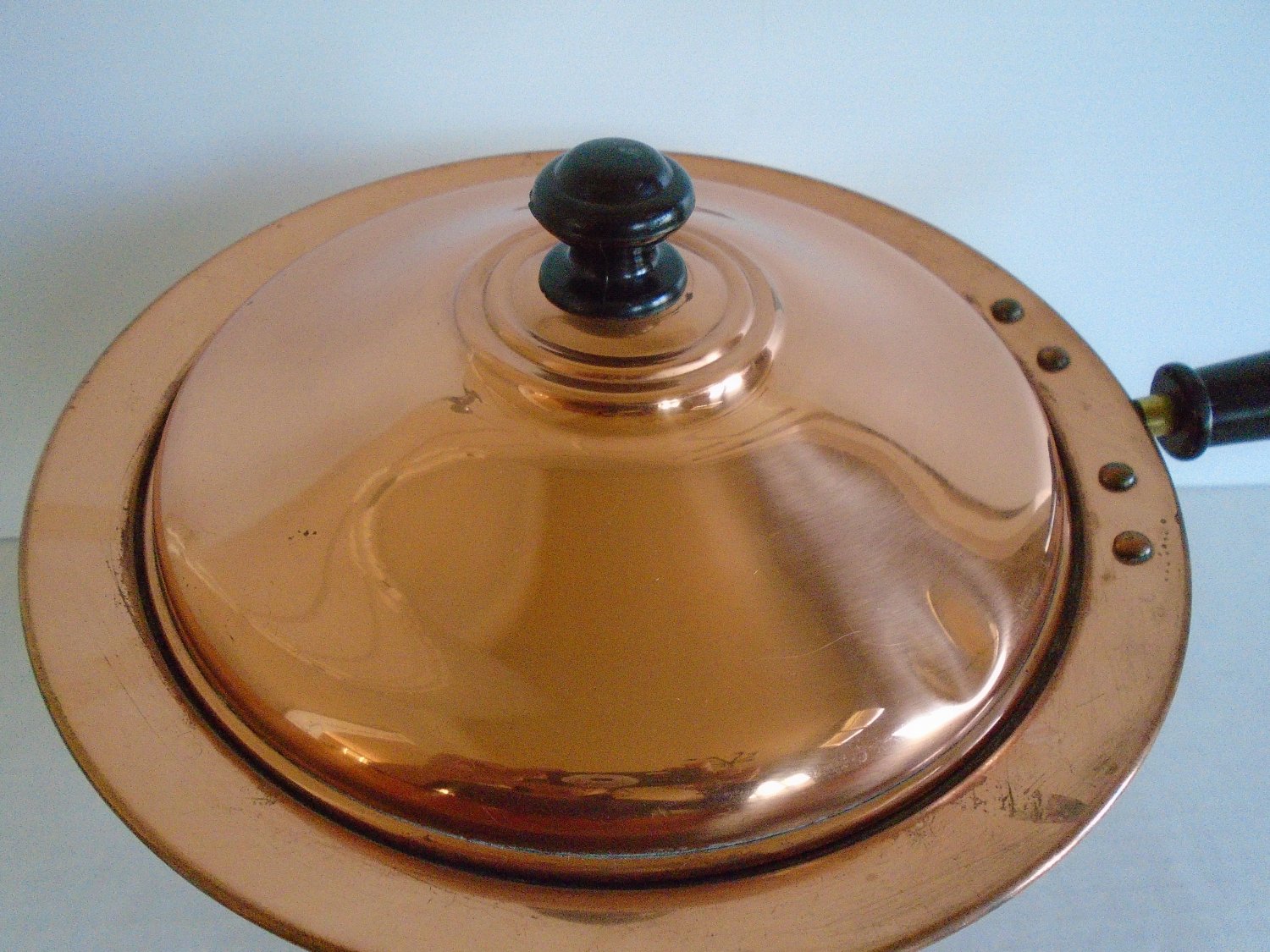 Vtg 4 pc COPPER/ BRASS ALUMINUM CHAFING Dish Double Broiler Pot Pan JAPAN