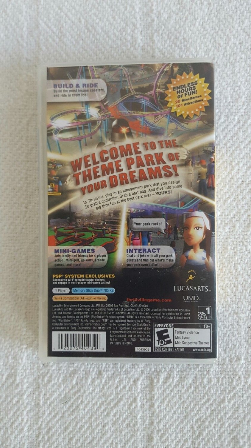 Thrillville - PSP - Game, Box, Inserts, Good Condition Ship Fast with ...