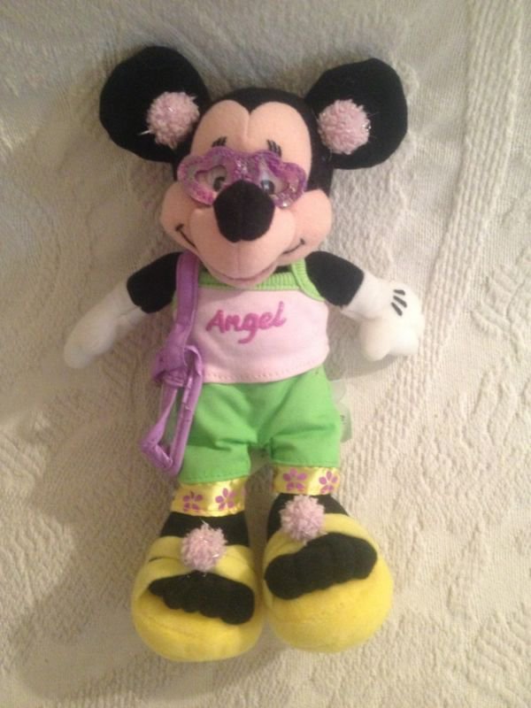 Rare 9" Disney Minnie Mouse Angel Shirt Plush Stuffed Beanie Glasses ...