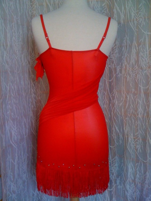 Red short dance dress Latin for dance competitions
