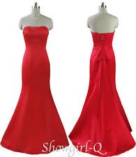 9005 Pillarbox Red Sexy Mermaid Fishtail Evening Dress Ball Gown UK ...
