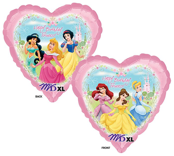 Disney Princess Happy Birthday 18 Inch Heart Shaped Mylar Balloon