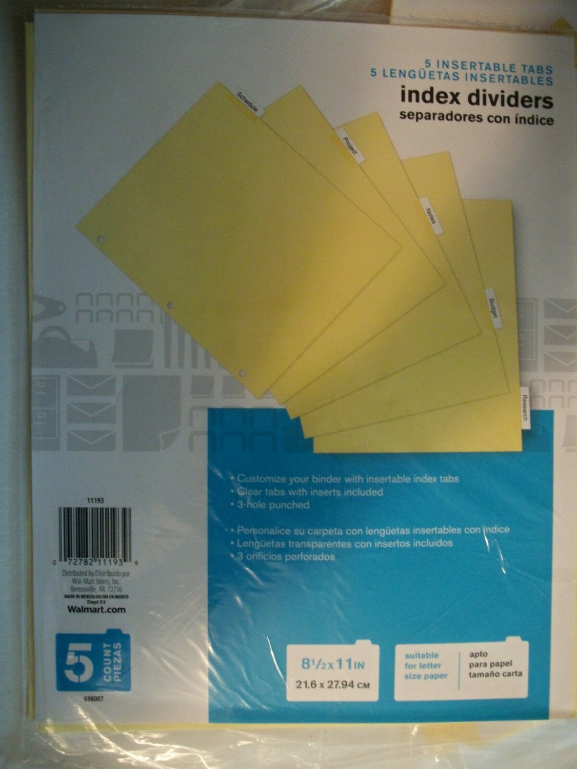 Six Sets Letter Size 5-Pack Count Index Dividers With Clear Tabs