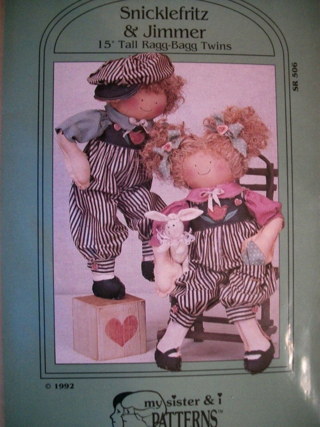 Vintage Sewing Pattern Rag Dolls 15 Inch Tall By My Sister & I Patterns