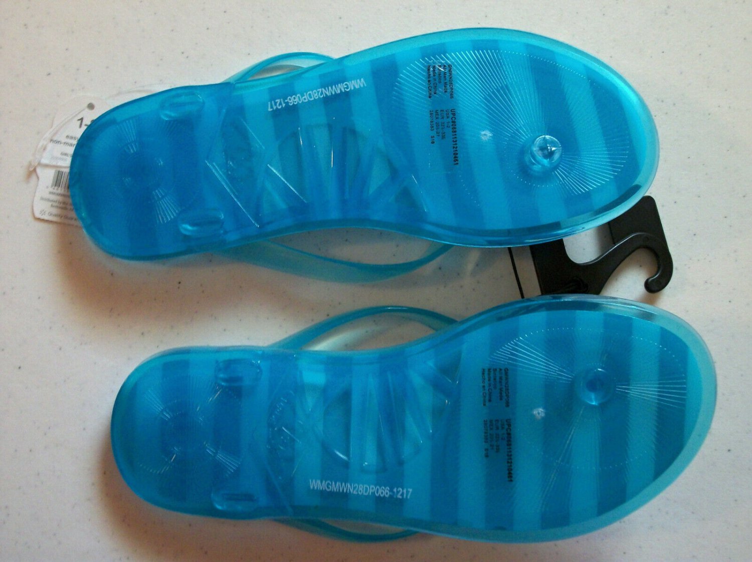 Girls Flower Embelishment Multicolor Blue Flip Flop Sandals Size 1-2