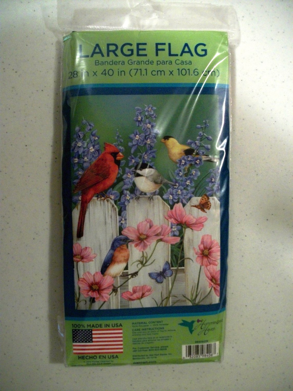Large 20 x 48" Decorative Lawn & Garden Flag Featuring Birds & Flowers
