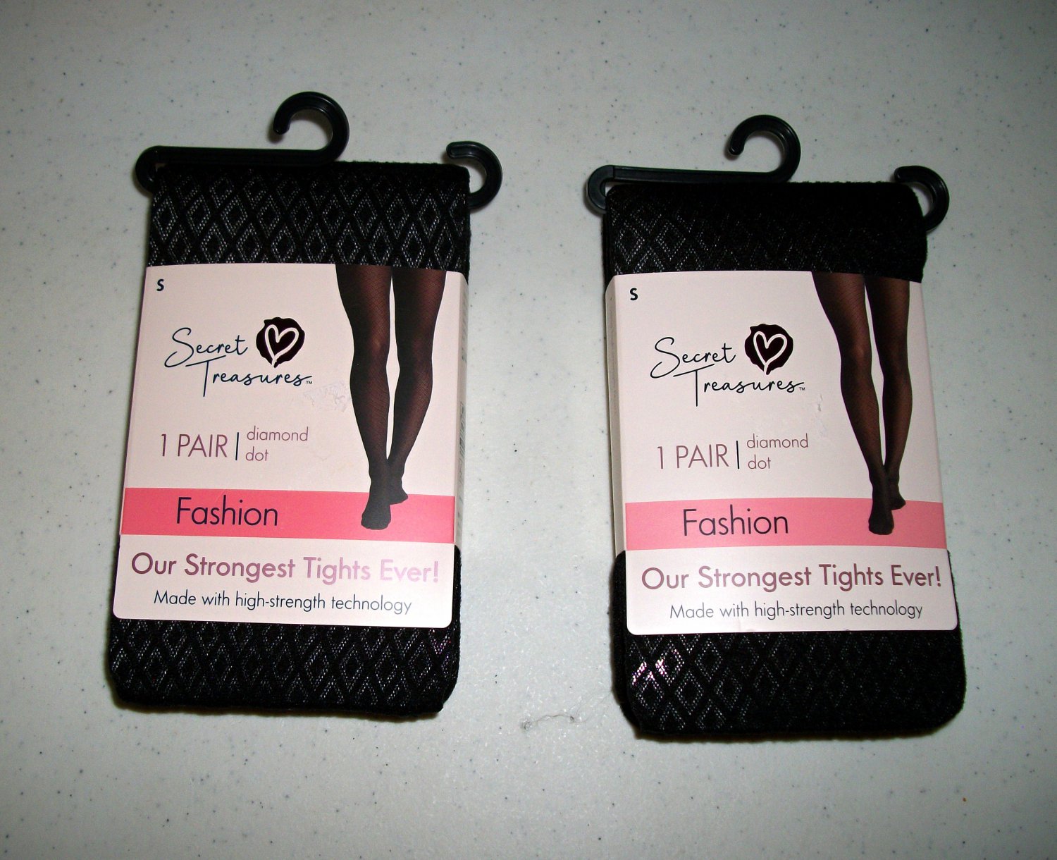 Two Pairs Black Diamond Pattern Tights By Secret Treasures Size Small