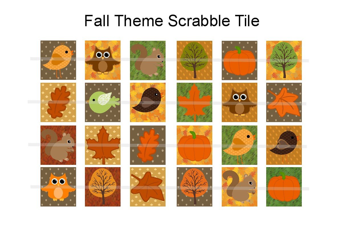 Fall theme scrabble tile size 4x6 digital collage sheet