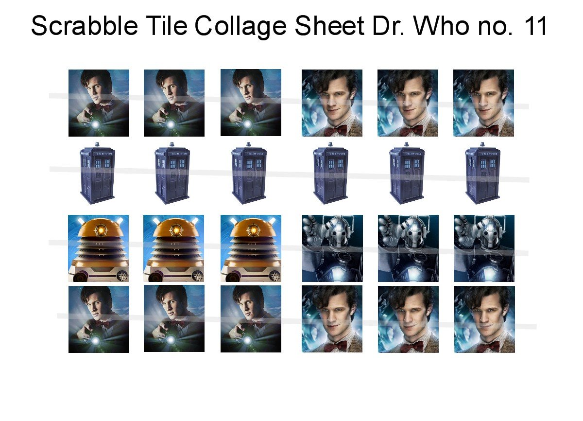 New Dr. Who scrabble tile size 4x6 digital collage sheet