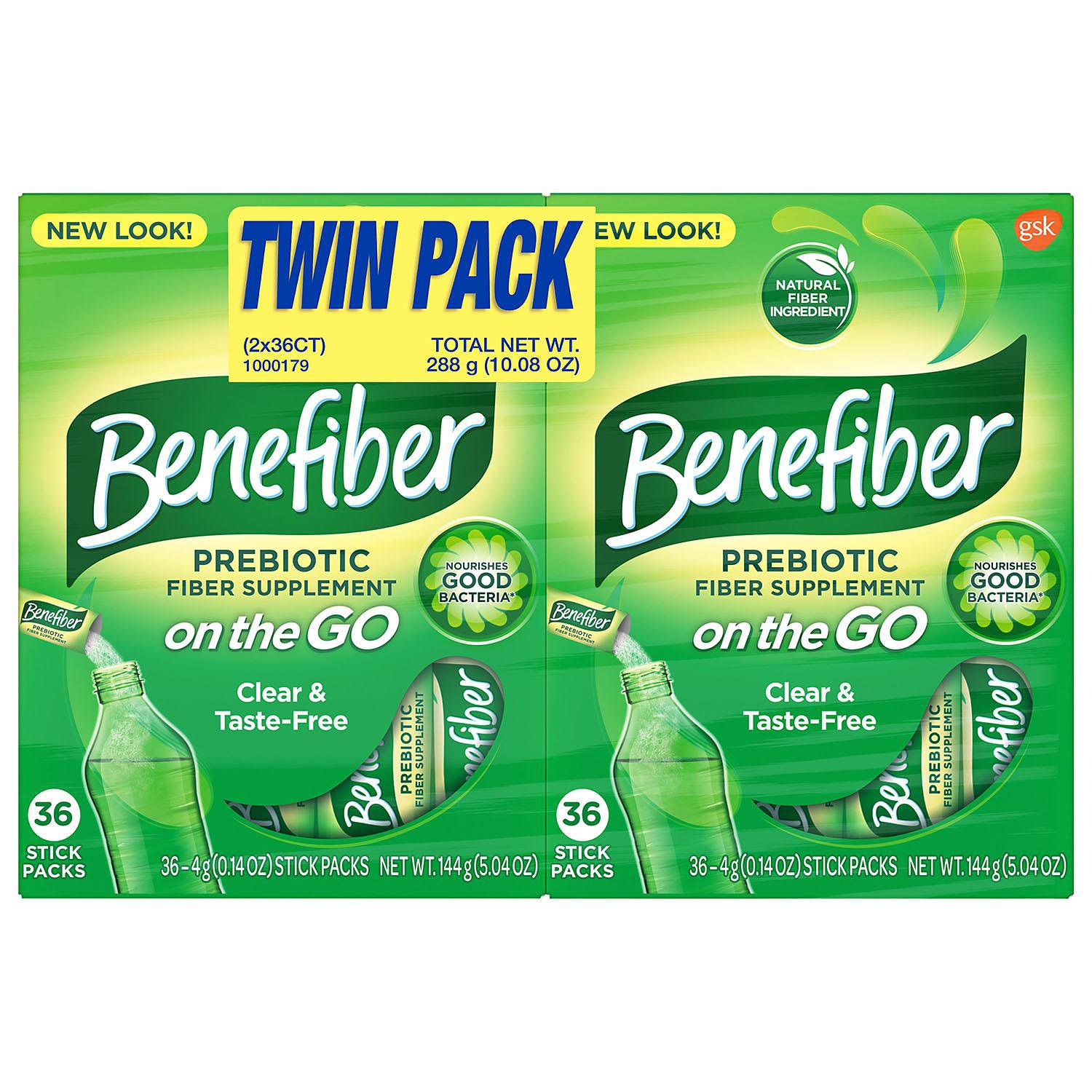 Benefiber On The Go Fiber Supplement Stick Twin Pack (72 ct.)