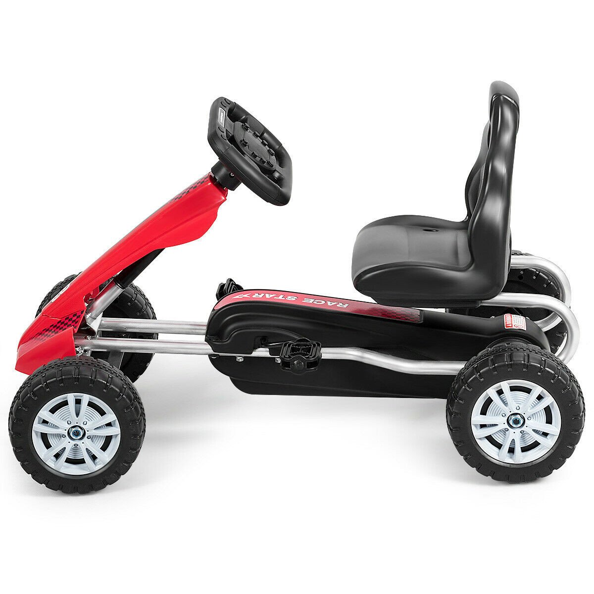 Kids Powered 4 Wheel Adjustable Seat Pedal Go Kart-Red