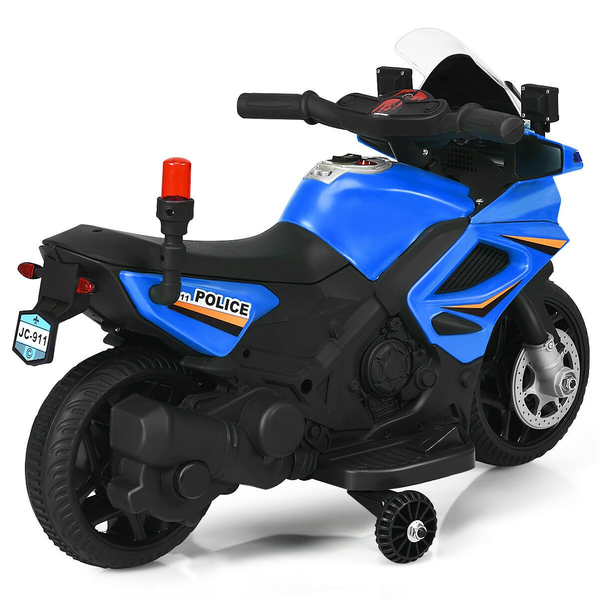 6 V Kids 4-wheel Ride On Police Motorcycle with Training Wheels