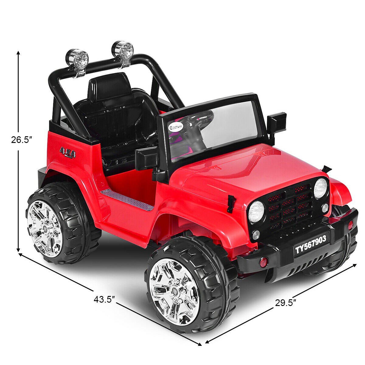 12 V Kids Music Remote Control Ride on Jeep Car with LED Lights