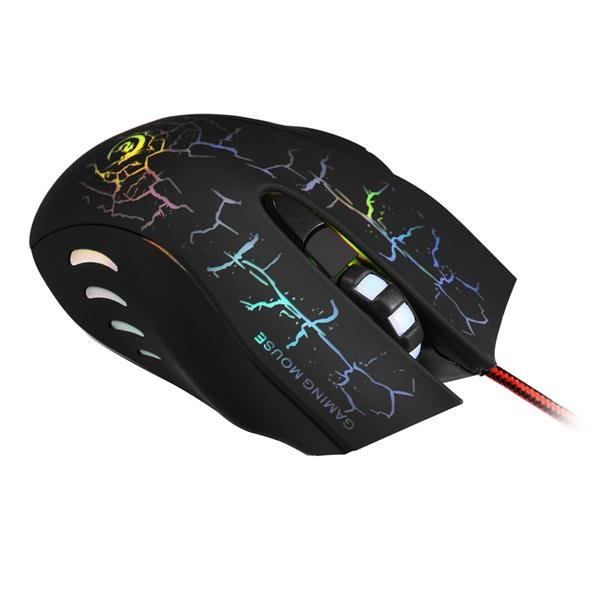 A888 Crack Pattern Wired Mouse Black