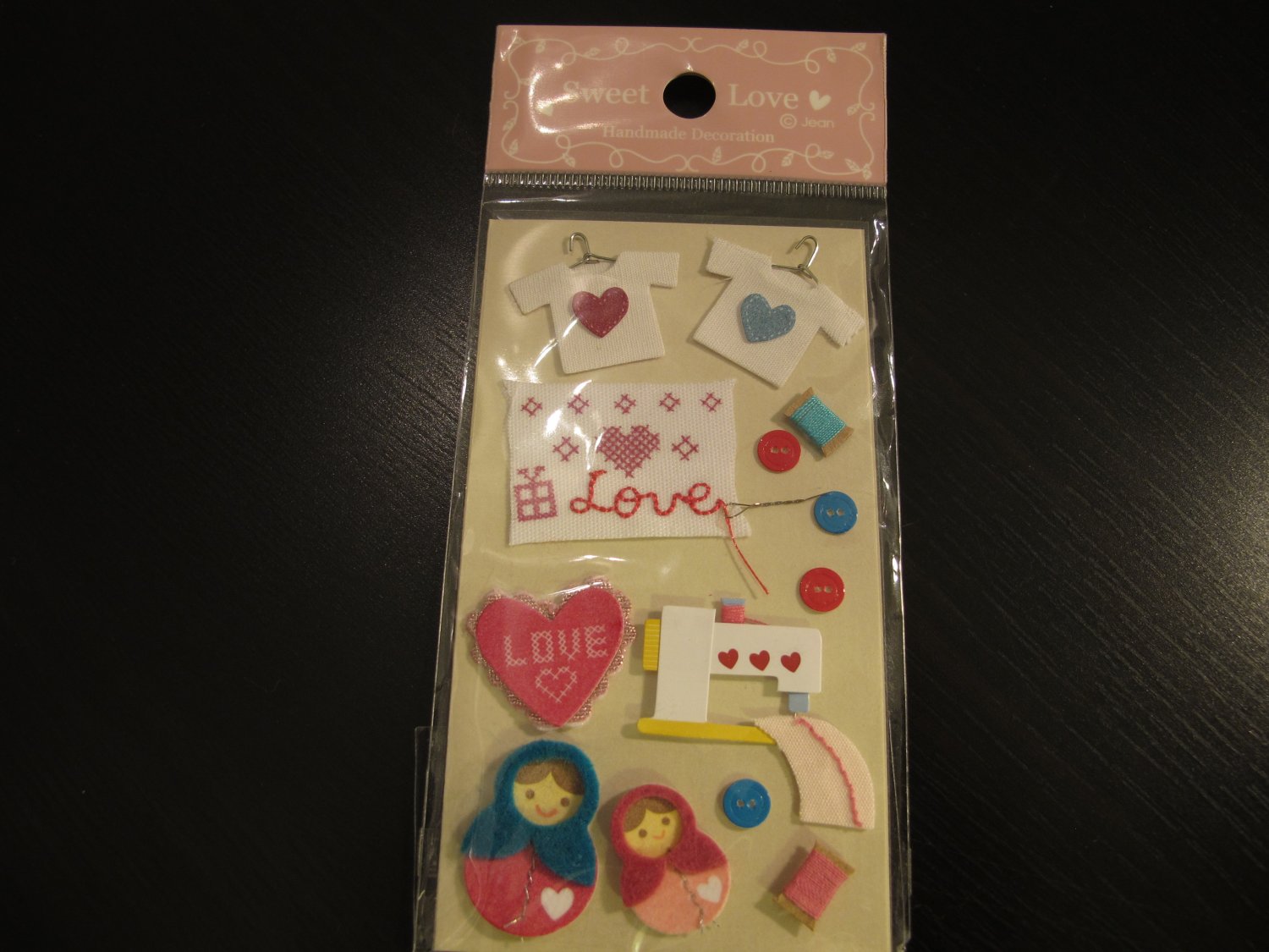 BRAND NEW Handmade Cute 3D Pop-up Stickers: Love and sewing