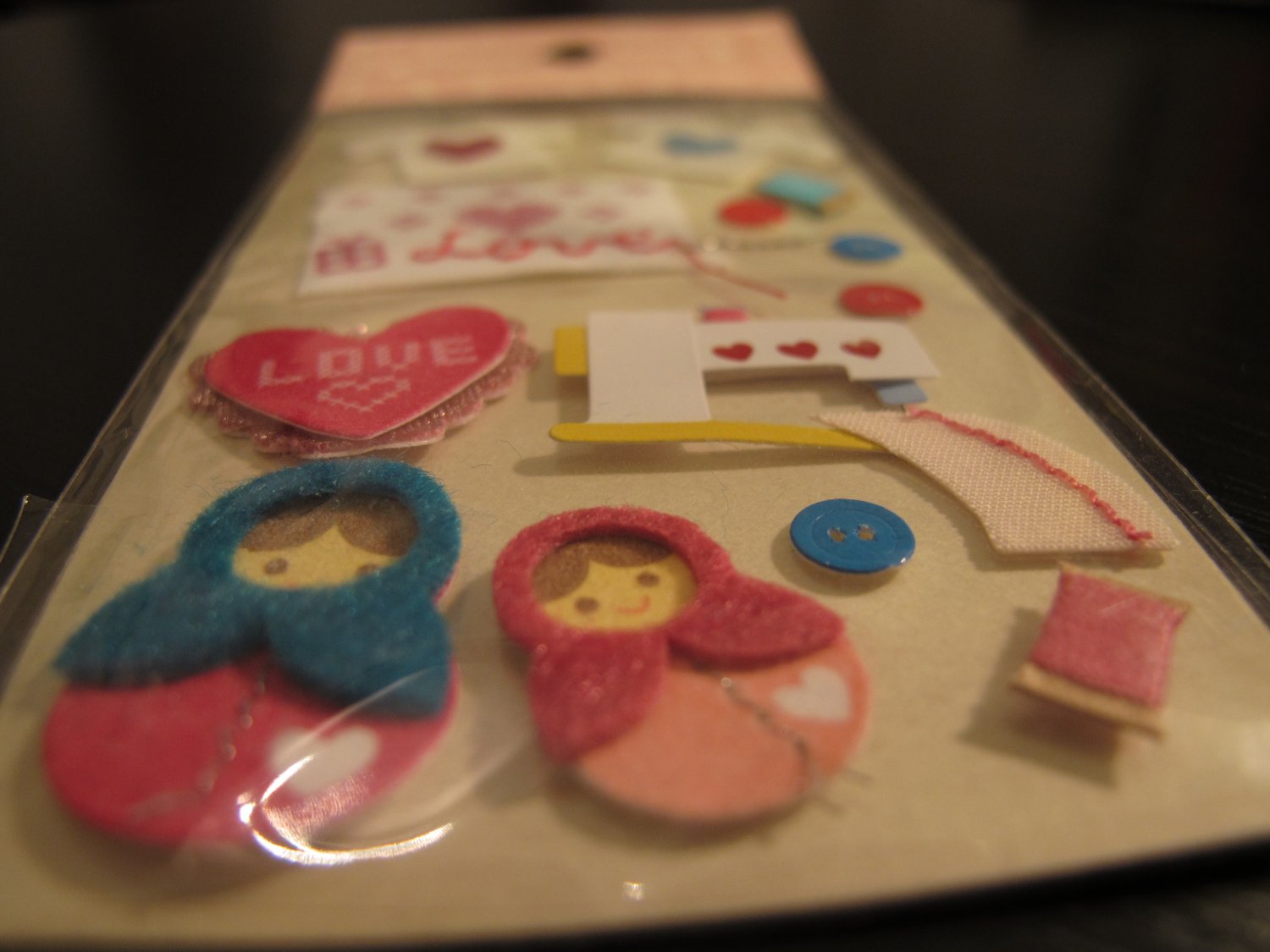 BRAND NEW Handmade Cute 3D Pop-up Stickers: Love and sewing