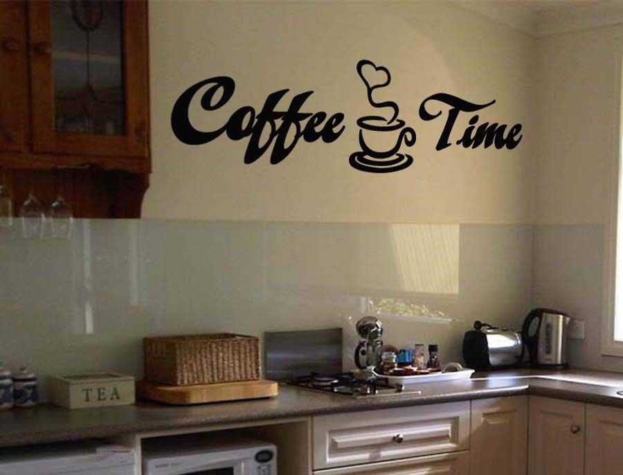 Coffee Time Wall Quote Vinyl Sticker Decal 10"h x 36"w