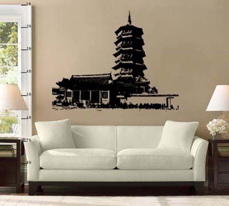 Asian Pagoda Buddhist Temple Vinyl Wall Sticker Decal