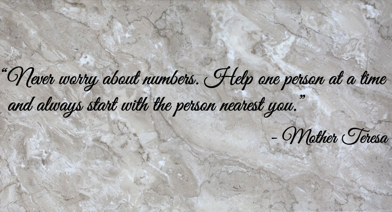 Mother Teresa Help One Person Wall Quote Vinyl Sticker Decal 4.5"h x 22"w