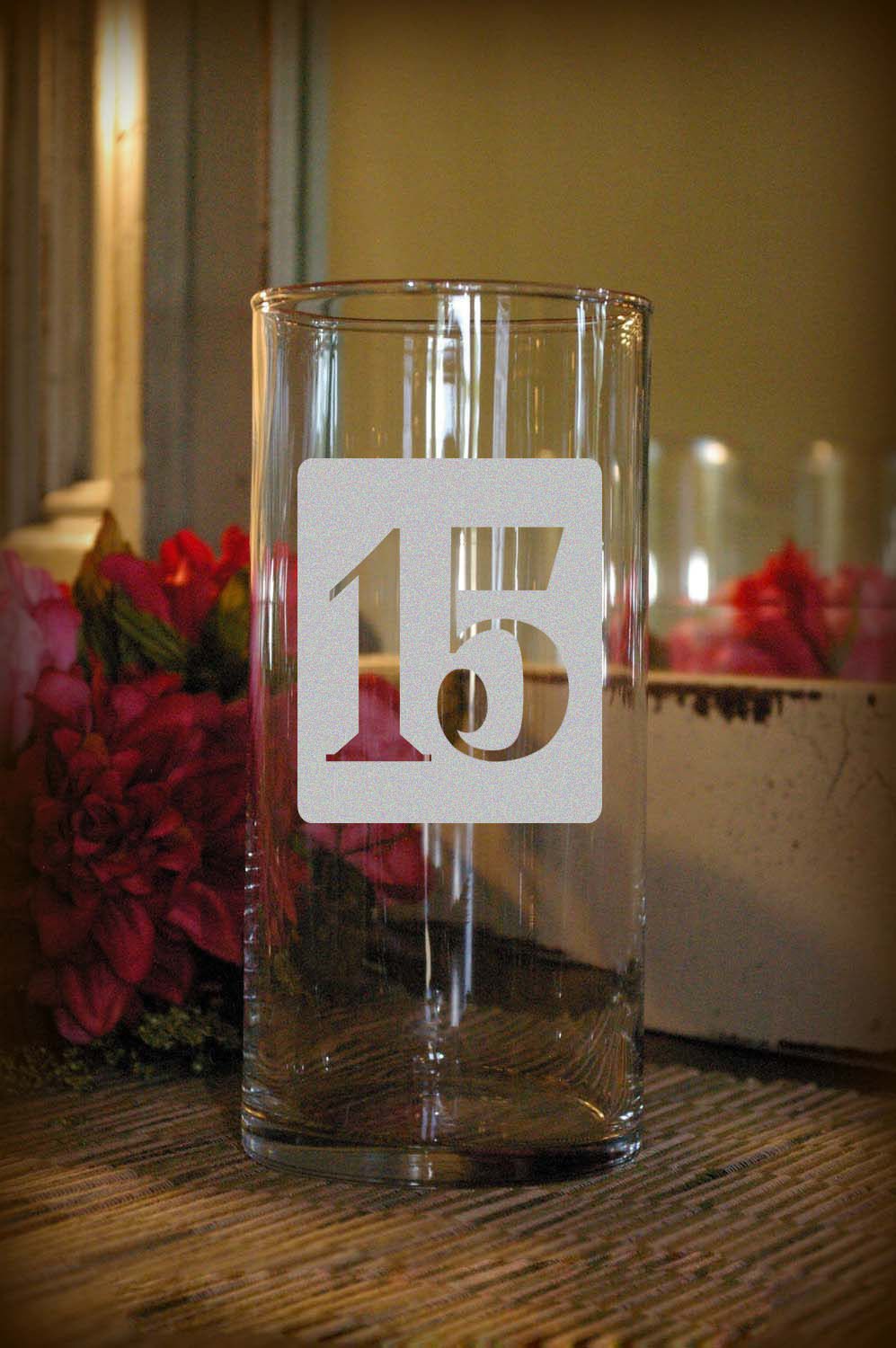 Wedding Table Numbers 1-15 Frosted Etched Glass Vinyl Sticker Decals 3 ...