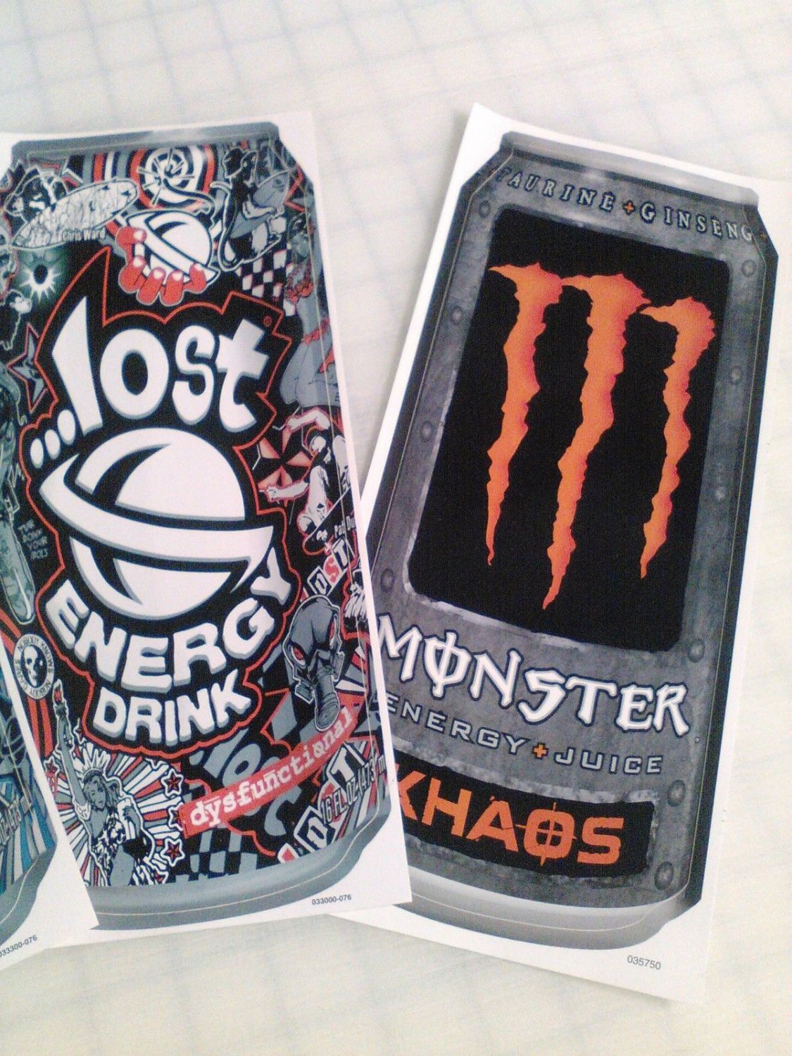 Monster Energy Drink Lost Large Can Sticker 11"h x 4"w each