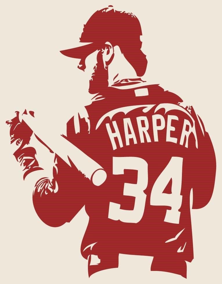 BRYCE HARPER Washington Nationals Baseball Vinyl Sticker Decal 13"w x 17"h