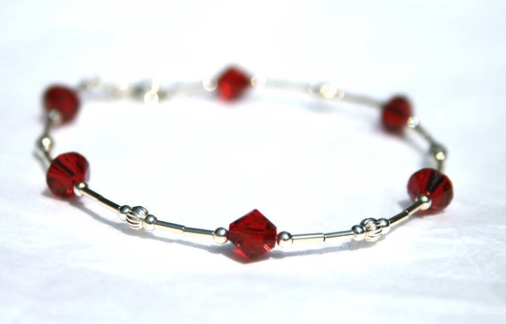 .925 Sterling Silver Siam Red Crystal Bracelet made with SWAROVSKI ELEMENTS