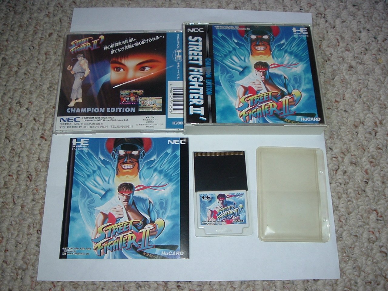 TurboGrafx 16 NEAR MINT HUCARD CONVERTER +Street Fighter II 2 NR MINT ...