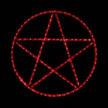Wiccan Pentacle LED Rope Light Display, Pentagram, Red