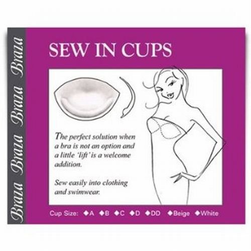 Braza Waterproof Sew In Foam Bra Cup Insert Push Up Pad Breast Enhancer S2600 A Cup Beige