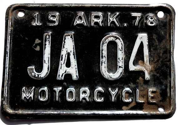 MOTORCYCLE license PLATE Arkansas 1978 excellent condition includes ...