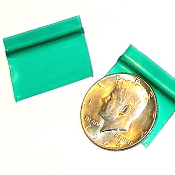 100 Green Baggies 12534 zip lock bags 1.25 x 0.75 inch