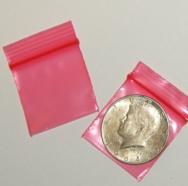 1000 Assorted Color Apple Baggies 1.25 x 1.25 inch Small Zip Bags