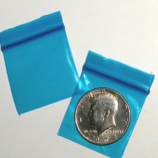 100 Blue Apple Baggies 1.5 x 1.5" Small Zip Bags 1515