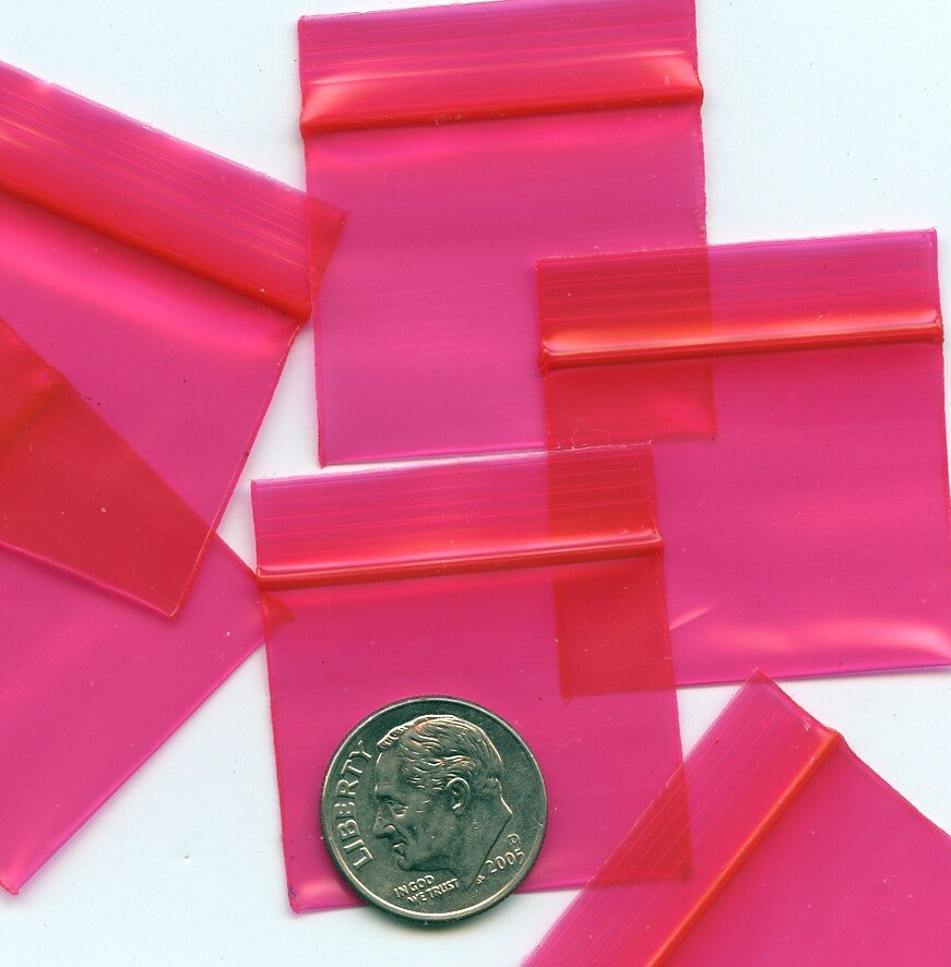 100 Red Baggies 12510 zip lock bags 1.25 x 1 inch