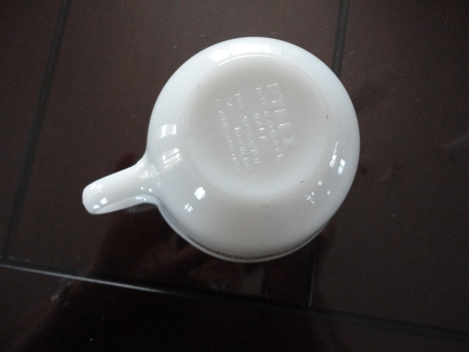 Vintage White Pyrex Cup Flower & Leaves Design