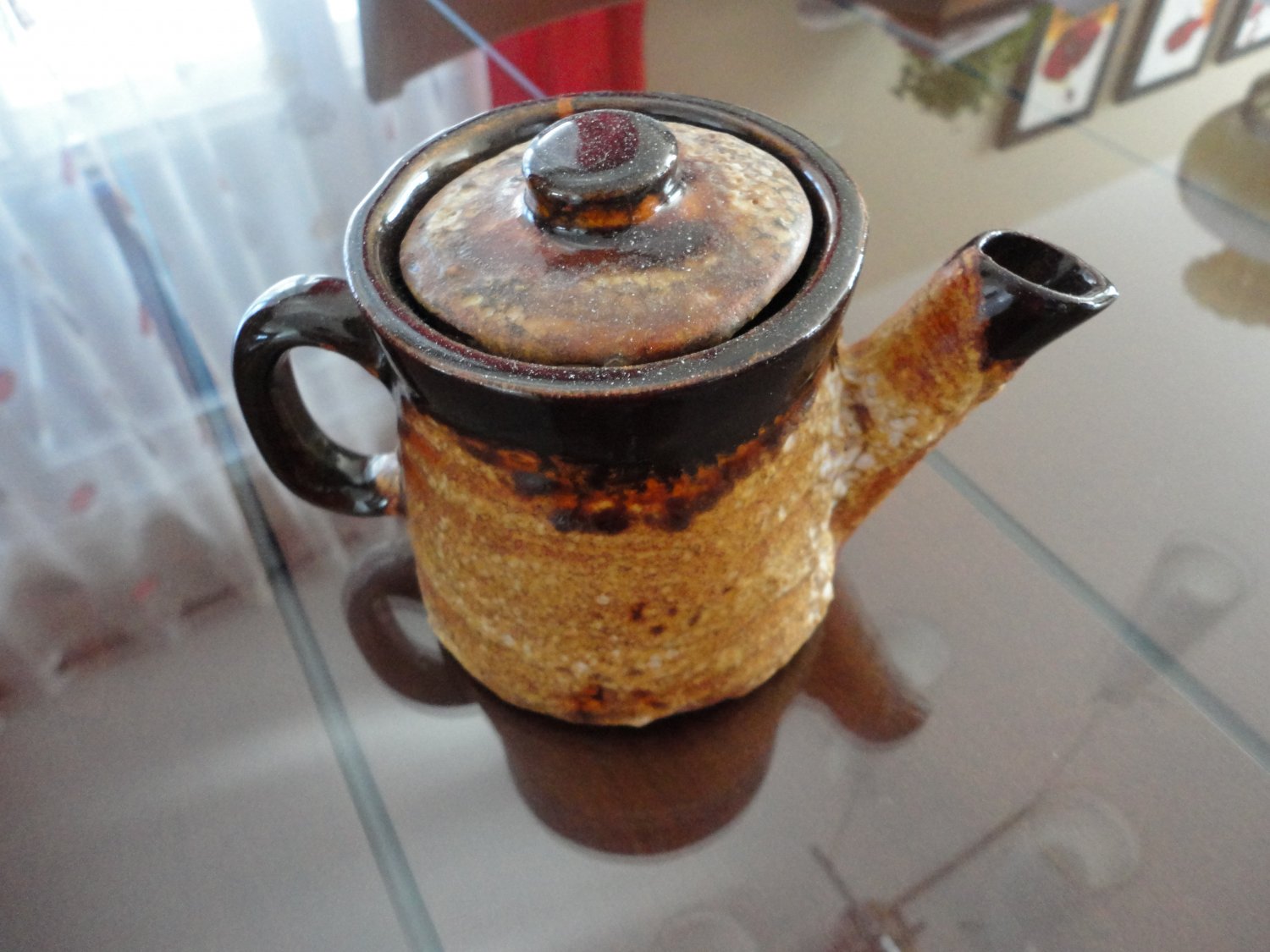 Brown & Yellow Lava Teapot Pottery Laurentian Pottery 70s