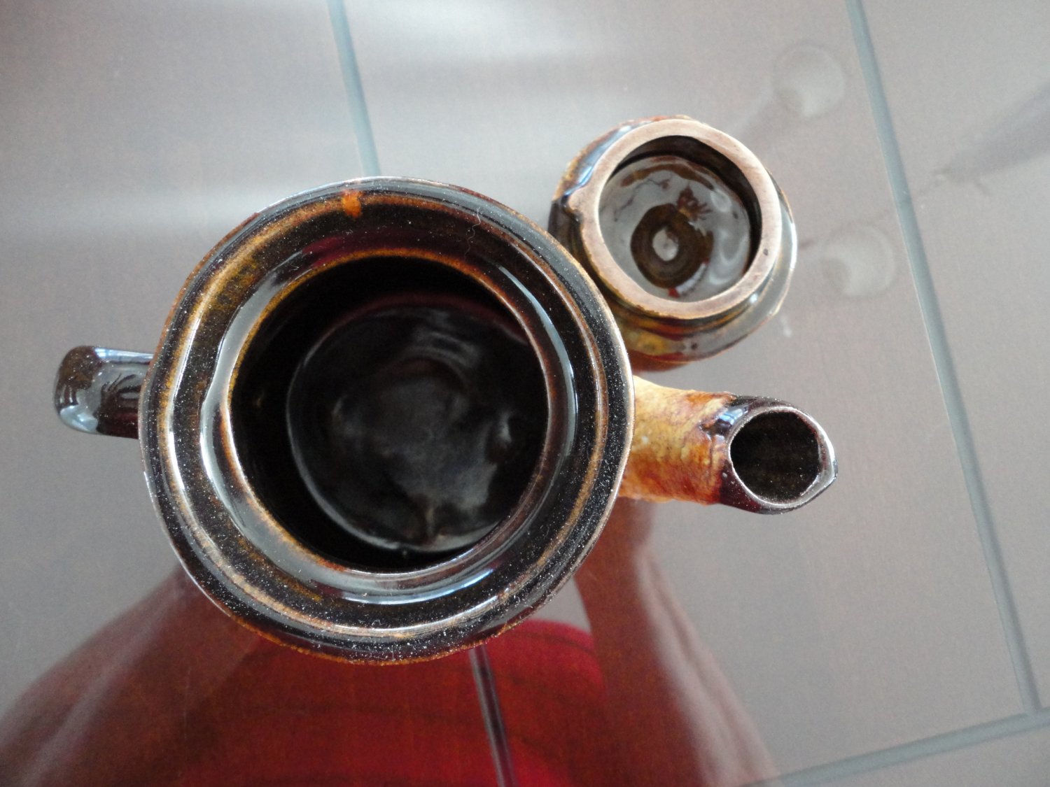 Brown & Yellow Lava Teapot Pottery Laurentian Pottery 70s