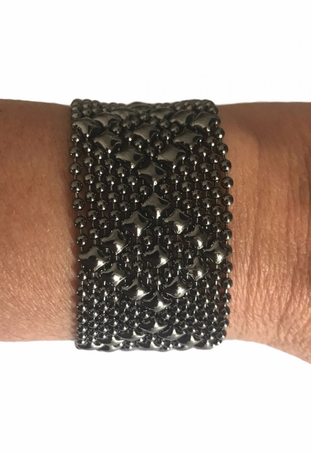 Liquid Metal Medium Diamonds Black Mesh Bracelet Sergio Gutierrez B9 ...